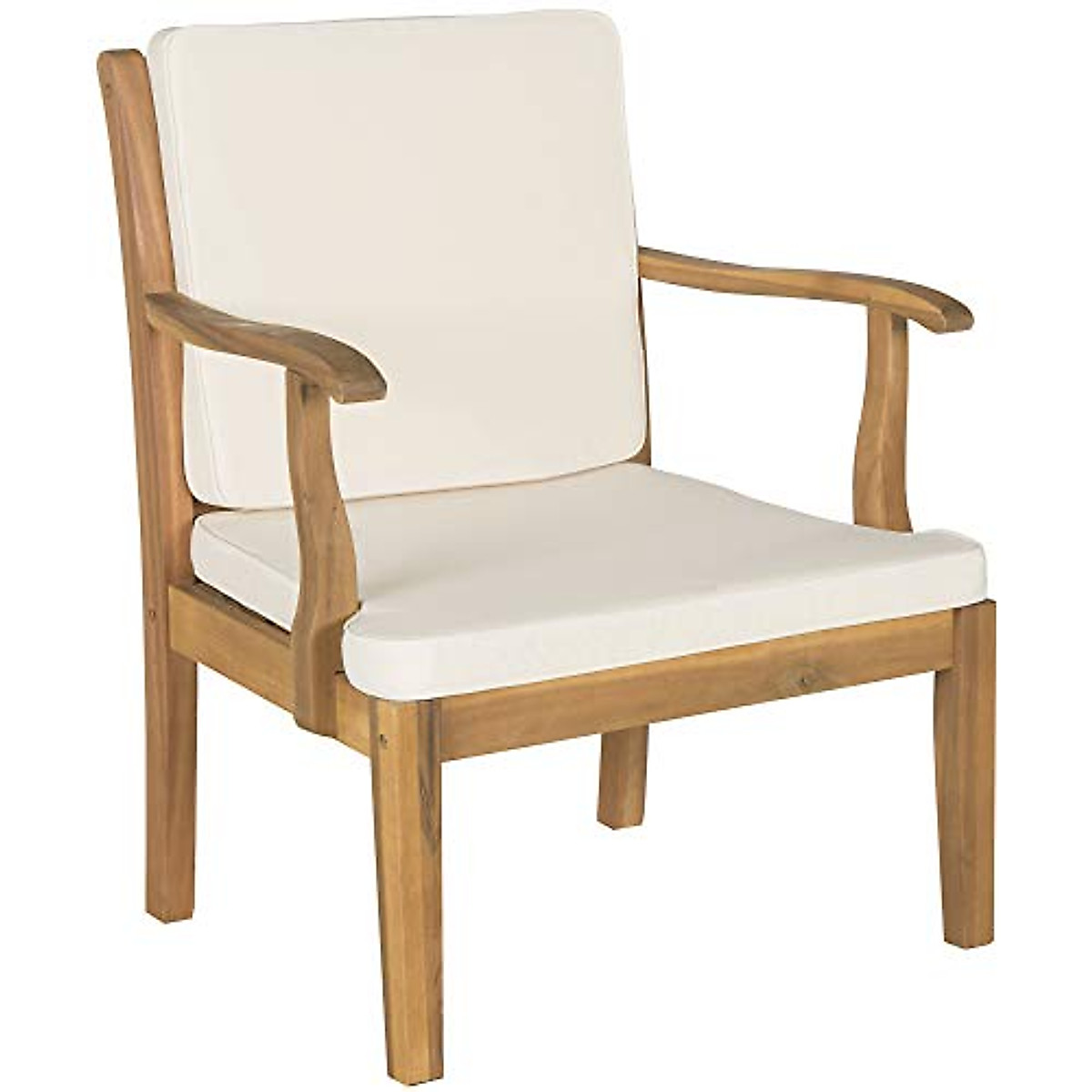 SAFAVIEH Outdoor Living Collection Bradbury 4-Piece Outdoor Living Set, Natural/Beige, Chair: 25.6" x 24.8" x 31.9" Bench: 48.4" x 24.8"