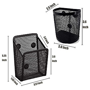 Vetoo 2 Pack Magnetic Pencil Holder,Magnetic Marker Holder,Mesh Storage Basket Organizer with Extra Strong Magnet,Mesh Pen Holder for Refrigerator,Whiteboard,Locker Accessories,Office Supplies