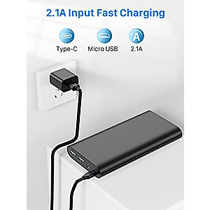 OHZHAO Portable Charger Power Bank 26800mAh, (Upgrade Large Capacity Battery) with Dual Input Ports Support Dual Fast Charging, 2 USB Ports for iPhone, iPad, AirPods, Samsung,Android and More,Black