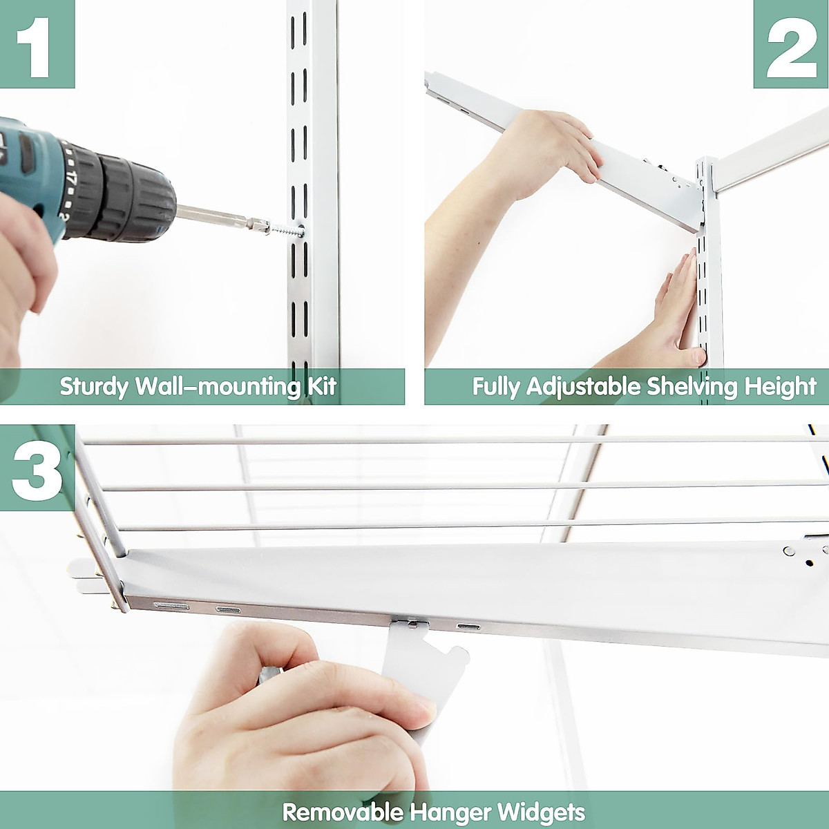 Tangkula 3 to 5 FT Custom Closet Organizer System Kit, Wall-Mounted Storage Organizer with Wire Shelving and Hanging Rods, Adjustable Closet Organizer Kit, Configurations Custom Closet for Bedroom