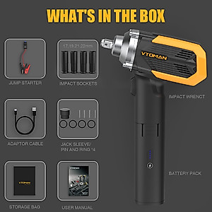 VTOMAN 1/2 Inch Car Impact Wrench, 516 FT-LBS Powerful Performance, Forward & Reverse, LED Light, Wide Application, 18-Month Warranty