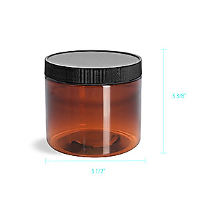 ljdeals 16 oz Amber Plastic Jars with Lids, Refillable Empty Round Containers, Pack of 6, BPA Free, Made in USA, Perfect for Kitchen, Cosmetic, Lotion, Personal Care Products and more