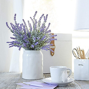 Veryhome 8 Bundles Artificial Flowers Outdoor Lavender Bouquet Fake Lavender Plant for Wedding Home Garden Decor