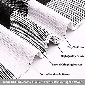 EARTHALL Buffalo Plaid Rug Black and White 3x5 Area Rug, Cotton Hand-Woven Washable Indoor Outdoor Area Rug Farmhouse/Living Room/Bedroom/Kitchen Rug Retro Lattice Checkered Rug Carpet