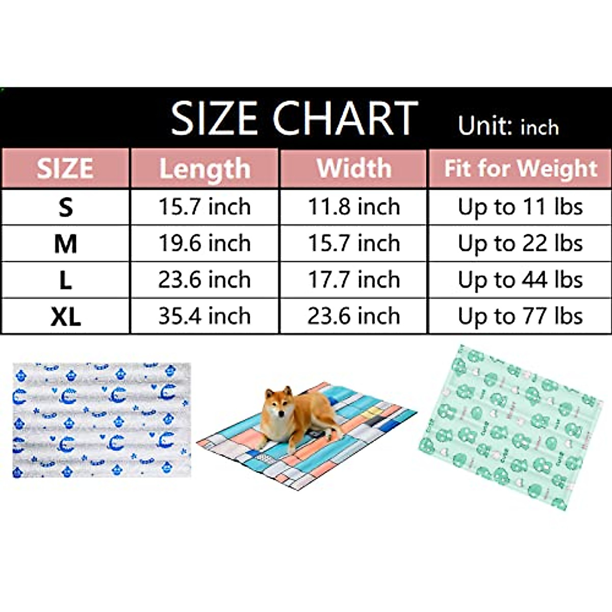 Dog Cooling Mat Pressure Activated Pet Cooling Mat Summer Cooling Pad for Dogs Cats Non-Toxic Self Cooling Gel Mat for Kennels, Floors, Crates and Beds, No Water or Electricity Needed (C,S)