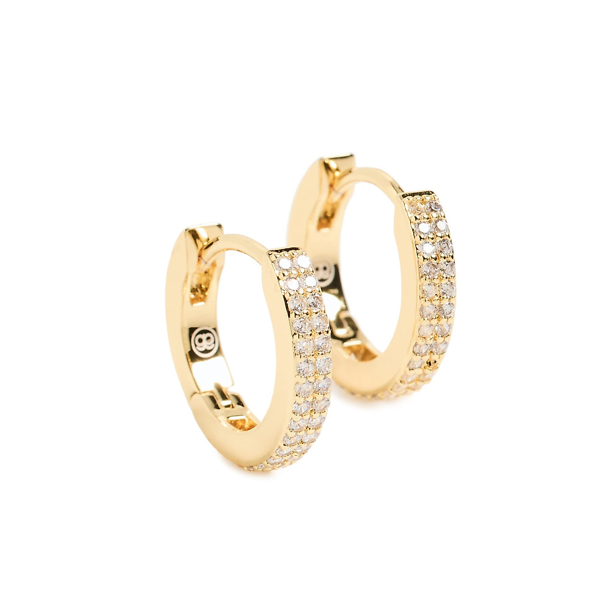 gorjana Women's Wilder Shimmer Bar Huggies, 18K Gold Plated, White Cubic Zirconia Hoop earrings w/Hinge Closure