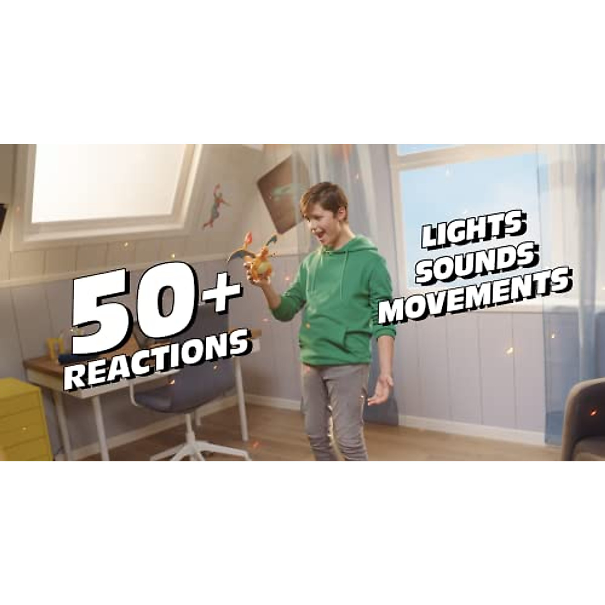 Pokemon Charizard 7-inch Deluxe Feature Figure - Interactive Plus 2-inch Pikachu with Launcher