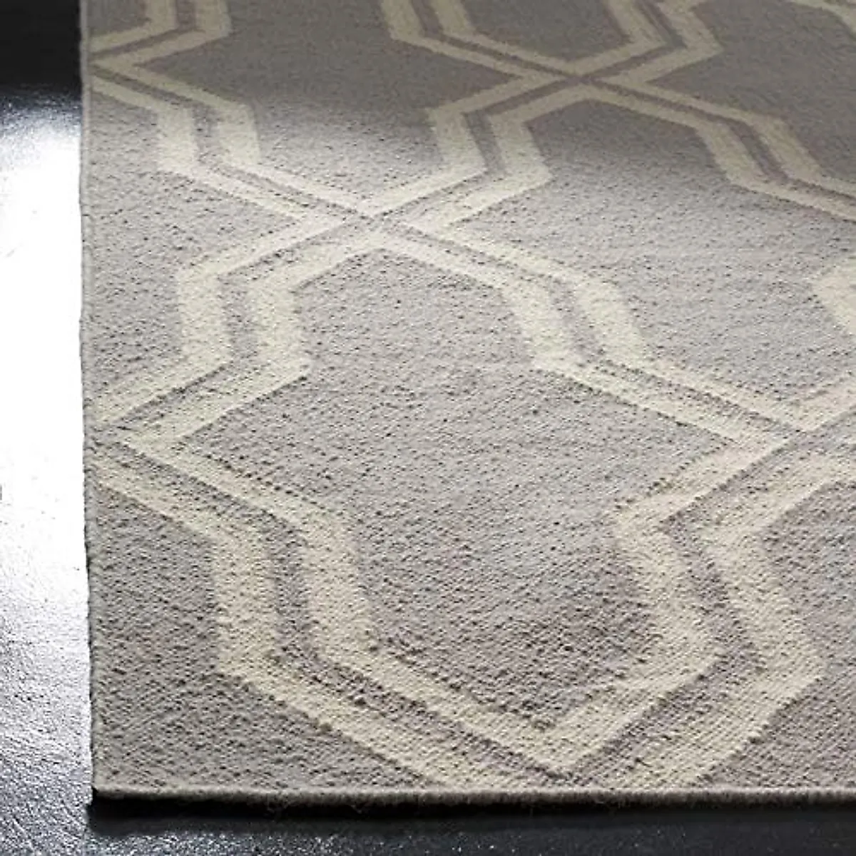 SAFAVIEH Dhurries Collection 8' x 10' Grey/Ivory DHU559G Handmade Flatweave Premium Wool Area Rug