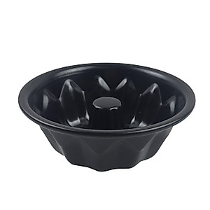 LoveDeal Pack of 4 Mini Fluted Tube Pan, 4 Inch Non-Stick Bakeware Set, Quick Release Coating, Bundt Cake Pans for Baking Cupcake, Muffin, Brownie, Pudding, Kugelhopf, Brownie - Black