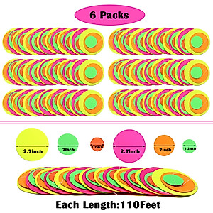 110feet UV Round Dot Paper Neon Garland Neon Streamers Black Light Neon Decorations for Dark Glow Party UV Reactive Neon Party Favors Glow in The Dark Party Supplies Wedding Birthday Banner Decoration