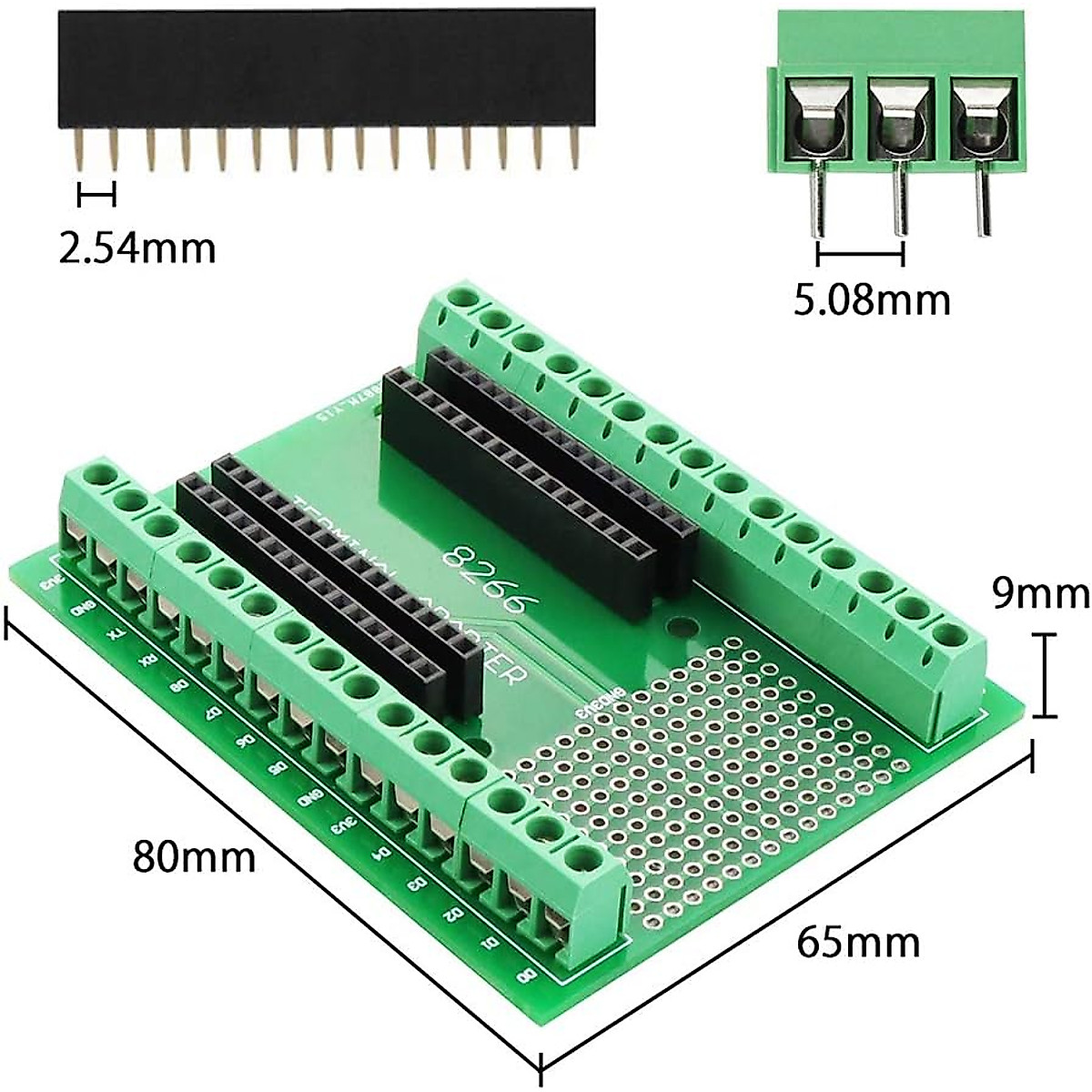 KeeYees 2pcs Expansion PCB Board with Screw Terminal Block Pin Header for ESP8266 for NodeMCU Development Board