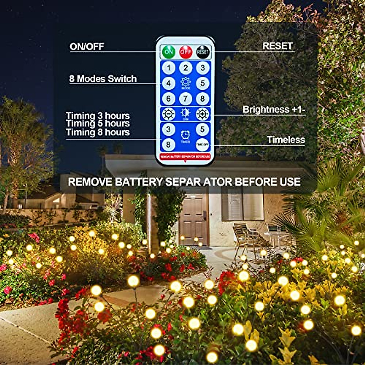 Anubarak 6 Pack Firefly Lights Solar Outdoor, Swaying Solar Garden Lights with Remote Control, 8 Flashing Modes and 20 Working Hours Garden Decor, Solar Outdoor Lights Decorative for Path Yard Patio