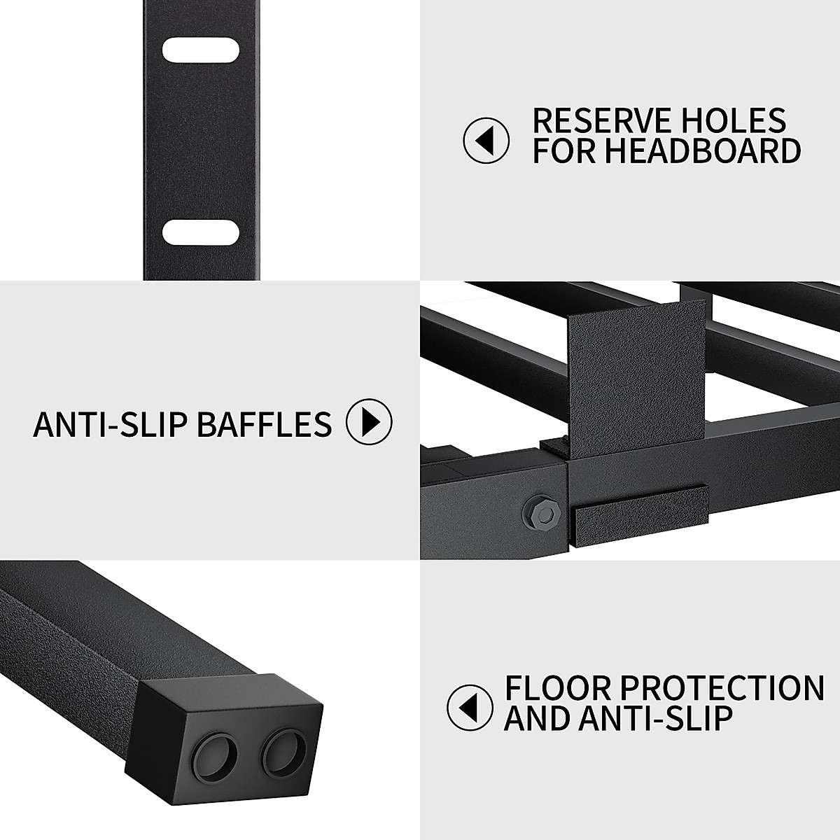 MAF 12 Inch Twin Bed Frames with Mattress Slide Stopper Black Heavy Duty Metal Platform Bed Frame Steel Slat Support, No Box Spring Needed, Noise Free, Easy Assembly