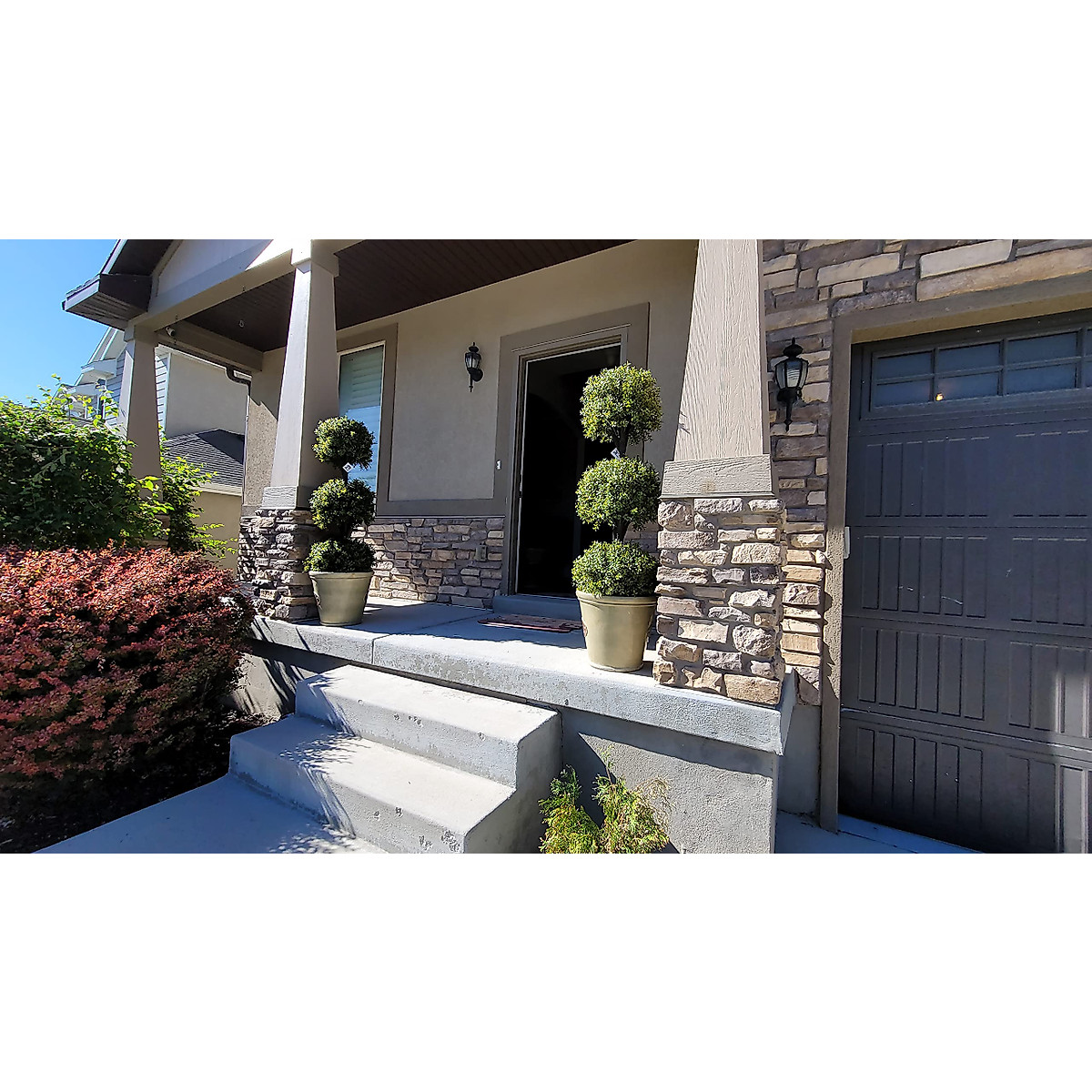 Topiary Trees Artificial Outdoor 2 Pack - 4.6' Nearly Natural Artificial Plants Designer Topiary Ball Trees -Faux Topiary Artificial Plant Boxwood -UV Protected Artificial Topiary Ball Indoor/Outdoor