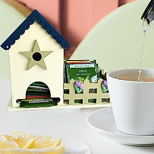ECOGREDA Tea Bag Organizer for Tea Box, Fun Housewarming Gift,Wooden Tea Bag Holder with Garden, Tea Storage for Tea Bags, Sugar, Sweeteners and Small Items