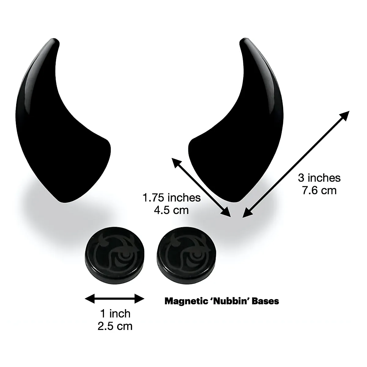 Helmet Flair MagNeatOhz Large Black Horns for Helmet | Made in USA | Helmet Accessory for Motorcycle Helmet, Bike Helmet, Ski Helmet | Magnetic & Interchangeable | Pair (Helmet Not Included)