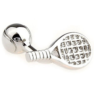 MRCUFF Tennis Racquet and Ball Pair Cufflinks in a Presentation Gift Box & Polishing Cloth