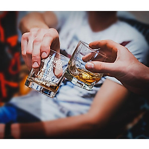 MINIVINE Christmas Gifts For Grandpa - Grandpa Gifts From Granddaughter, Grandson - Grandpa Birthday Gifts - Promoted To Grandpa, Grandchildren, Grandkids - 10oz Whiskey Rock Glass