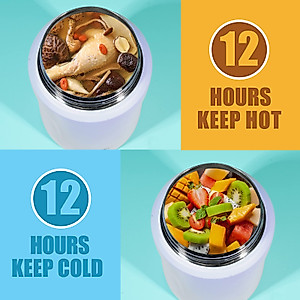 GOGOJOVE Thermoses for Hot Food,16 oz Insulated Lunch Containers Food Jar for Kids/Adult Leak Proof Vacuum Stainless Steel Keep Hot/Cold for School Office Travel Outdoors Light Purple