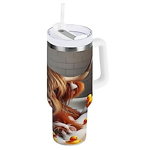 RPLIFE Highland Cow in Bathtub Stainless Steel Coffee Tumbler, Insulated Tumbler, Tumblers for Women