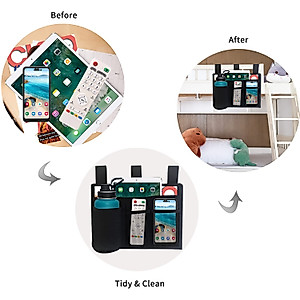 Bedside Storage Caddy, Bunk Bed Storage Bag, Hanging Bedside Organizer for TV Remote Control, Phones, Tablets, Bedside Pocket for College Dorm Rooms Baby Bed Rails, Hospital, Camp