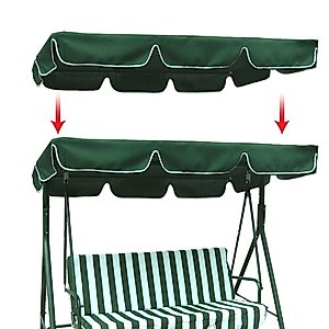 Swing Canopy Replacement, Waterproof Swing Top Cover Canopy 300D Replacement Garden Patio Porch Yard Outdoor, Top Cover Only (Green) (04OGD0007A)