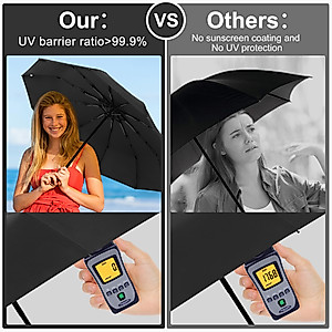 DOFOWOT UV Protection Umbrella for Rain Sun Umbrellas Windproof UPF 50+ UV Travel Umbrella Compact for Women Men