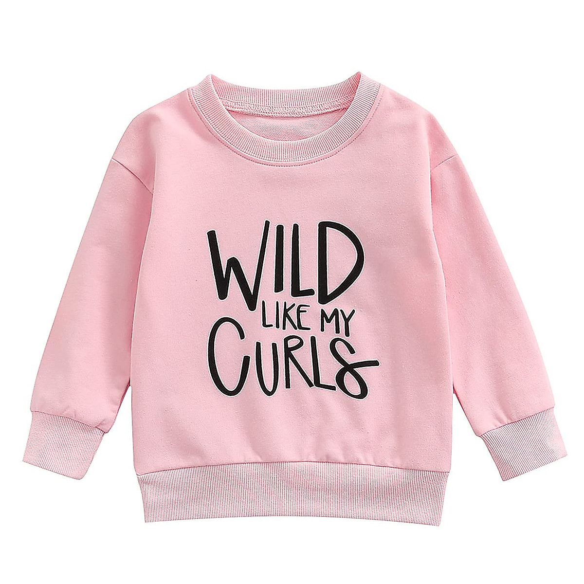 MERSARIPHY Toddler Baby Girls Tops WILD LIKE MY CURLS Sweatshirt Sweater Long Sleeve Shirt Girl Fall Winter Clothes (Pink, 3-4 T)