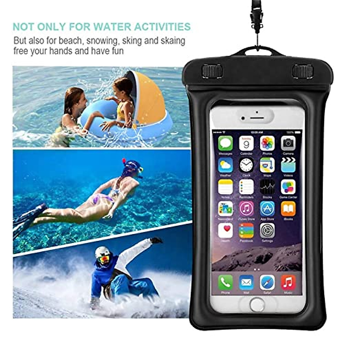 Universal Waterproof Phone Pouch Waterproof Phone Case Dry Bag with Lanyard for Swimming Fishing Rafting Compatible with iPhone 13 12 11 Pro Max Mini, XR XS X 8 7 6s Plus Se Up to 7"