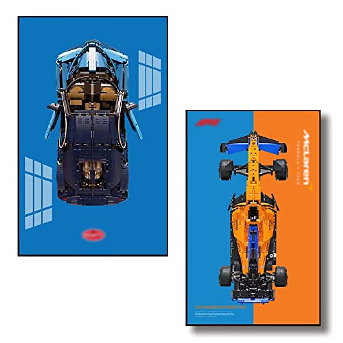 iLuane Display Wallboard for Lego McLaren Formula 1 Race Car 42141 Bundle with Lego 42083 Bugatti Chiron, Collectibles Display Wallboard for Building Blocks (Only Display Wallboard)