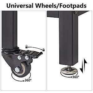 IBUYKE Kitchen Island with 3 Shelves, Island Table for Kitchen with Power Outlet,Kitchen Cart with Large Worktop,Rolling Bar Cart for Home, Outdoor, Kitchen, Living Room TMJ024H