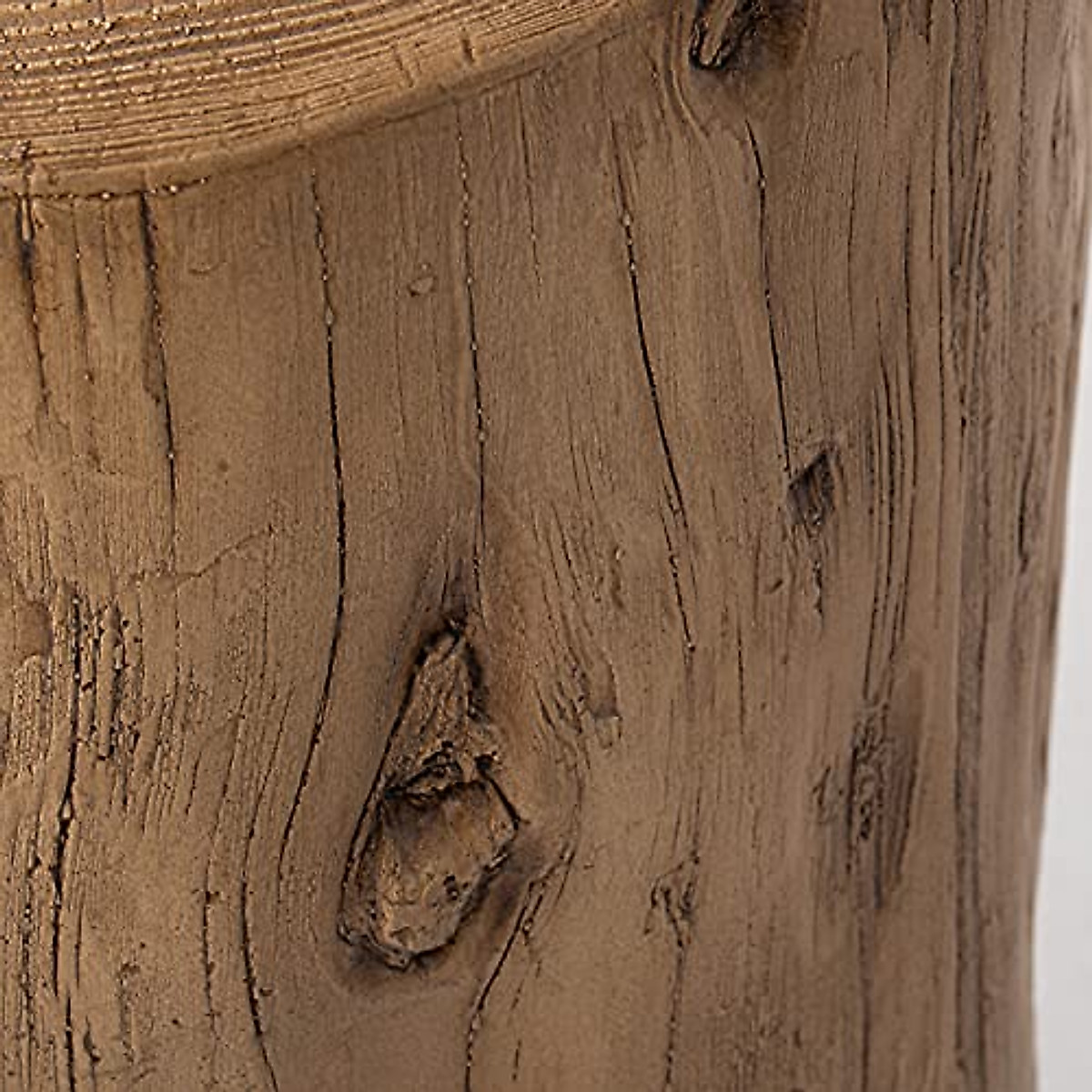 HOMPUS Concrete Outdoor Side Table Tree Stump Modern Round Coffee Table Accent Table Plant Stand Faux Wood End Table Garden Stool for Patio,Home Decor, Living Room(Light Oak)