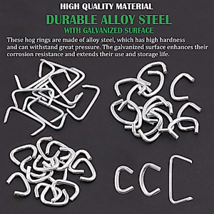 Keadic Angled Head Hog Ring Pliers & 360 Pieces Galvanized Hog Rings, Professional Upholstery Installation Kit with Protective Gloves, for Upholstery, Bungee Shock, Meat & Sausage Casings