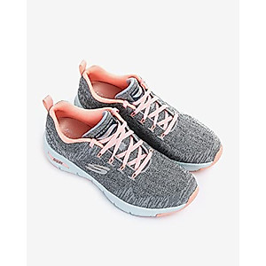 Skechers Women's Sneaker, Gray Knit Pink Trim, 8