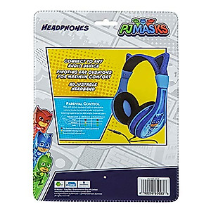 PJ Masks Catboy Kids Headphones, Adjustable Headband, Stereo Sound, 3.5Mm Jack, Wired Headphones for Kids, Tangle-Free, Volume Control, Childrens Headphones Over Ear for School Home, Travel