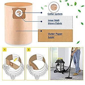 TopHinon 10 Pack 19-3100 Disposable Filter Bag Compatible with Stanley Vacuum Cleaner SL18115, SL18115P, SL18116, SL18116P,Collection Vacuum Bags5-6 Gallon