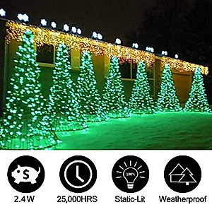 Silvom Green Christmas Lights, 25 LED Festive Lights, 16ft Faceted C9 String Lights, 120V UL Certified Indoor & Outdoor String Lights for Easter, Tree, Garden, Party, Patio, Fence, Holiday Decoration