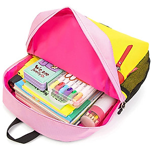 HawLander Preschool Backpack for Toddler Girls, Kids School Bag, Ages 3 to 7 years old, Small, Pink Yellow
