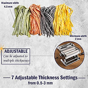 Pasta Maker Machine, 150 Roller Pasta Maker, 7 Adjustable Thickness Settings, 2-in-1 Noodles Maker with Rollers and Cutter, Perfect for Spaghetti,Fettuccini, Lasagna，Holiday Cookware Gift