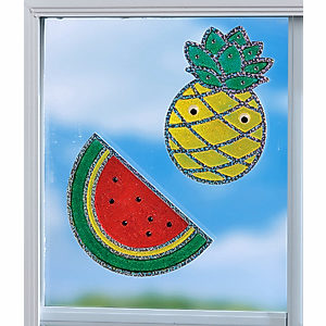 Creativity for Kids Window Art Fun Fruits - Paint and Decorate 2 Suncatchers, Create Your Own Window Art for Kids