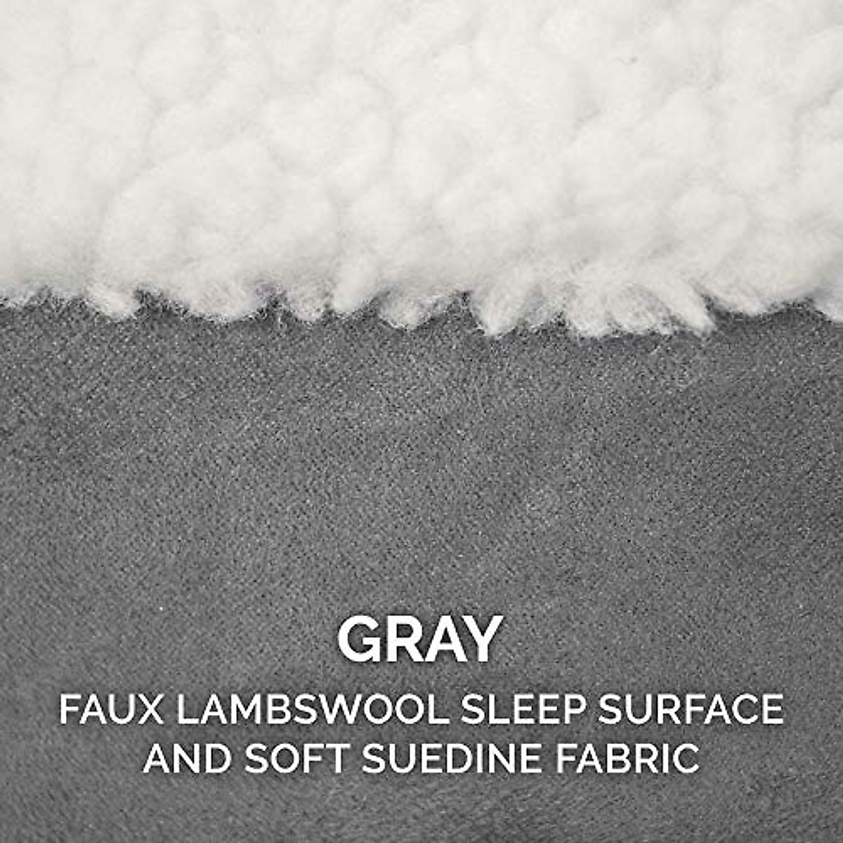 Furhaven 35" Round Cooling Gel Dog Bed for Large/Medium Dogs w/ Removable Washable Cover, For Dogs Up to 50 lbs - Sherpa & Suede Snuggery - Gray, 35-inch