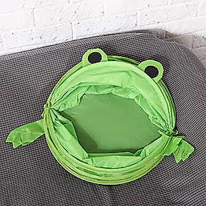 Up Garment Basket for Cartoon Collapsible Frog Hamper Bathroom Folding Animal Organizer Saving Behind Dirty Clothing to Pattern Large Fabric Storage Flat