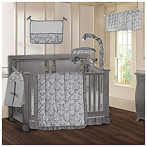 BabyFad Damask Grey 9 Piece Baby Crib Bedding Set
