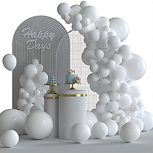 110pcs White Balloon Garland Arch Kit,18 12 10 5 Inch Different Sizes Pack White Latex Party Balloons for Wedding Birthday Bridal Shower Anniversary Party Decorations