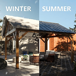 Joyside Cedar Wood Gazebo 13 x 15 ft. Wood Patio Gazebo - Cedar Wood Framed Gazebo with Metal Steel Gable Roof Hardtop Gazebo for Patio, Garden, Lawns and Parties