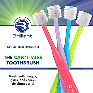 Brilliant Oral Care Child Toothbrush with Soft Bristles and Round Head, for a Kid Approved, Easy to Use All-Around Clean Mouth, Ages 2-5 Years, Pink, 1 Pack