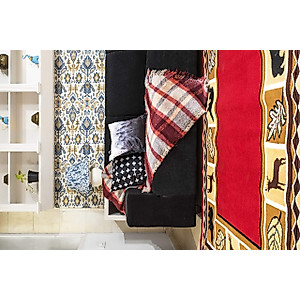 Furnish my Place 631 Red 3 PCS Wildlife Bear Rustic Moose Decor Lodge Cabin Area Rug, Elegant and Durable Mat, Red