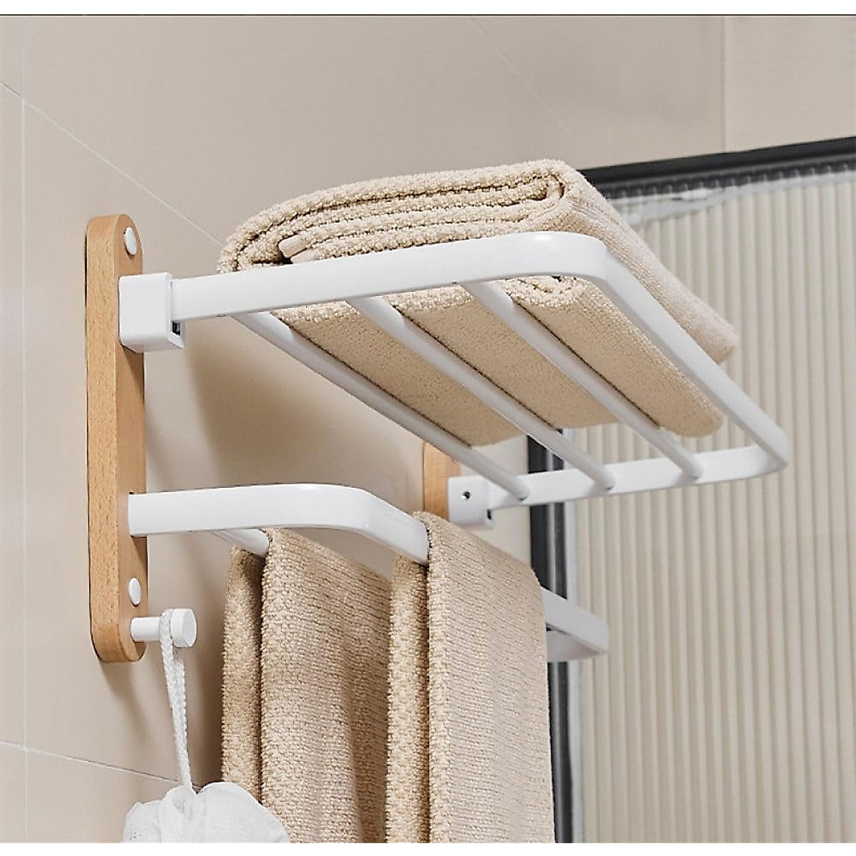 Wooden Bathroom Hardware Sets Towel Ring Rack Paper Holder Towel Bar Hook Shelf Bathroom Accessories White Kit,Towel Ring
