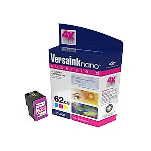 VersaInk-Nano HP 62 MS MICR Black Ink Cartridge for Check Printing & VersaInk-Nano 62 CS Tri-Color Ink Cartridge Pack