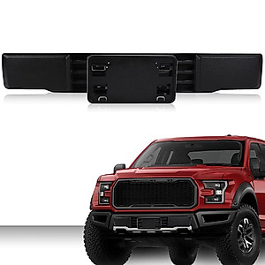 G-PLUS Front Bumper + License Plate Bracket Mount Fascia Cover Compatible with Ford F150 2015-2017 Replacement FL3Z-17E810-AA & FL3Z-17A385-A